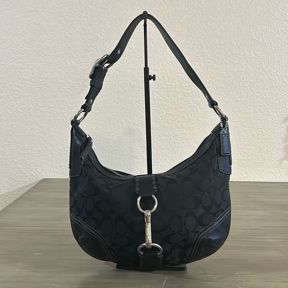 Coach | Bags | Coach 1576 Hampton Signature Black Leather Trim Purse ...